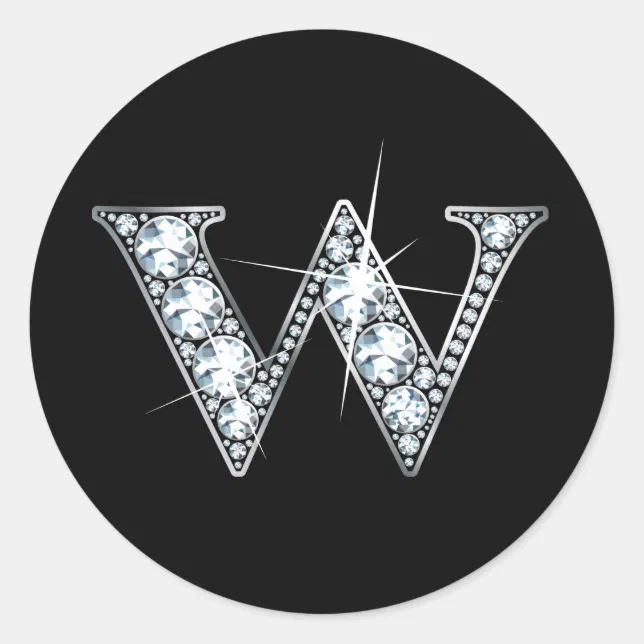 "W" Diamond Bling Sticker | Zazzle