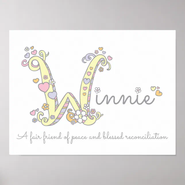 W for Winnie initial doodle art name meaning Poster | Zazzle