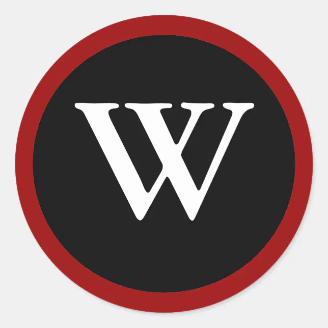 W : Initial W Letter W Red, White & Black Sticker | Zazzle