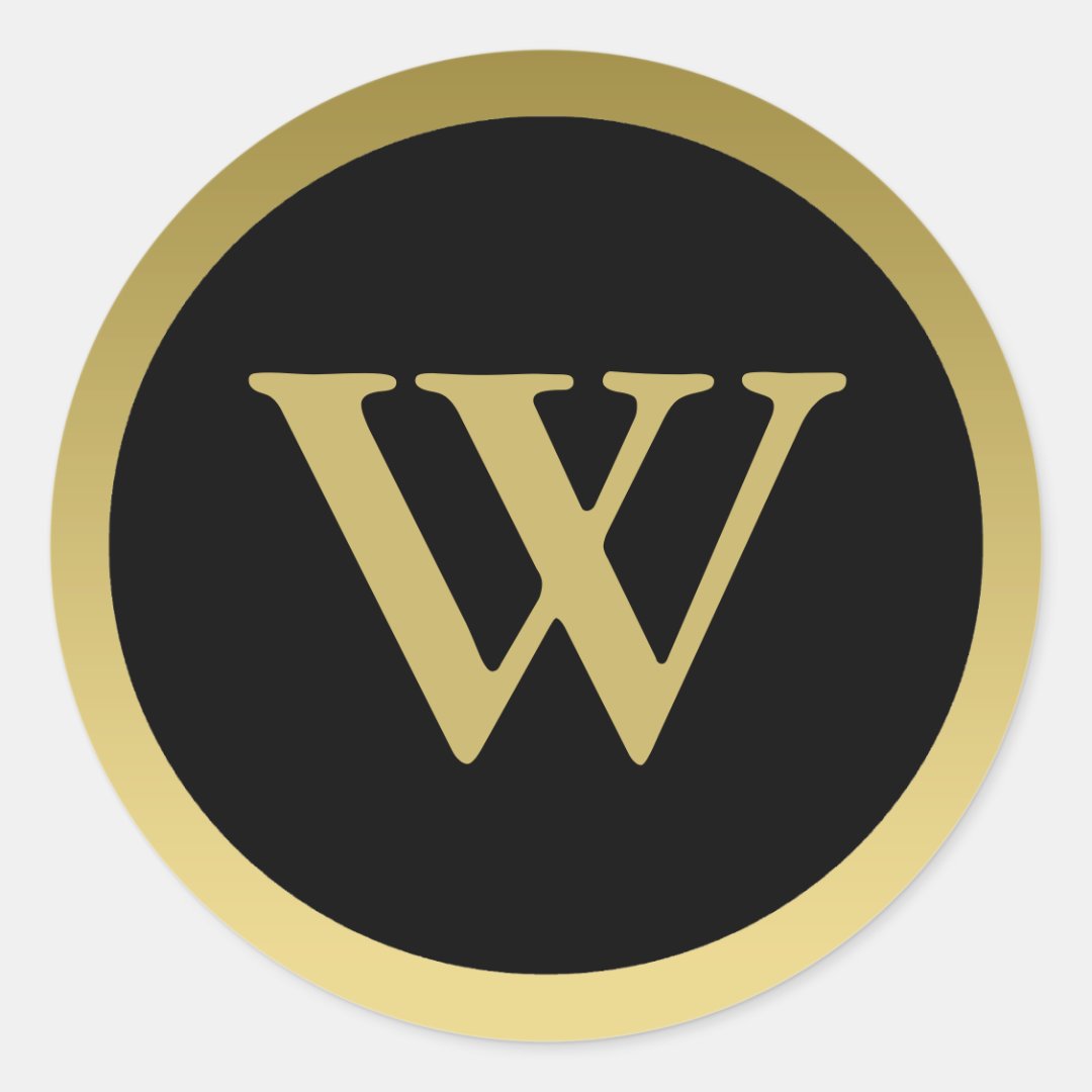 W :: Monogram W Elegant Gold and Black Sticker | Zazzle
