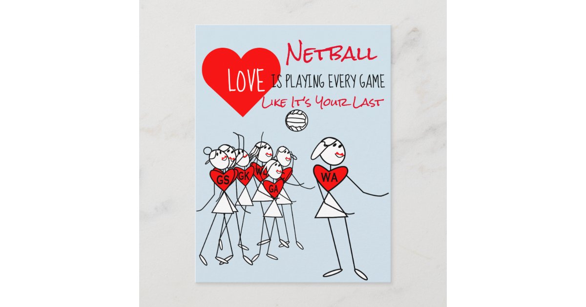 WA Player Clipart And Motivational Netball Quote Postcard | Zazzle