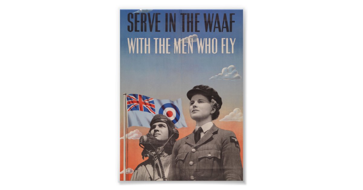 WAAF in Uniform with Pilot Beside Her Photo Print | Zazzle