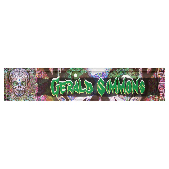 Wacky and Wild Sugar Skull Personalize Nameplate | Zazzle