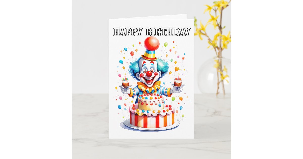 Wacky Little Birthday Party Clown Card | Zazzle