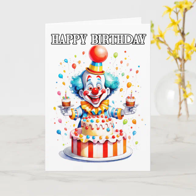 Wacky Little Birthday Party Clown Card | Zazzle
