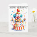 Wacky Little Birthday Party Clown Card | Zazzle