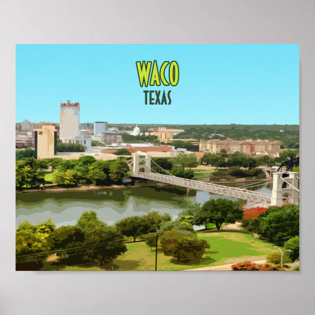 Waco Texas Brazos River Downtown Vintage Poster | Zazzle