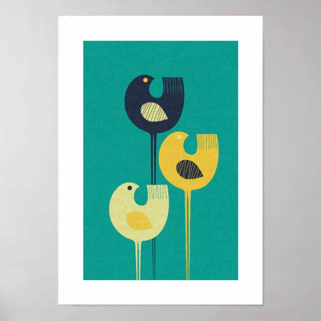 Wading Birds - mid century modern / minimalist Poster | Zazzle