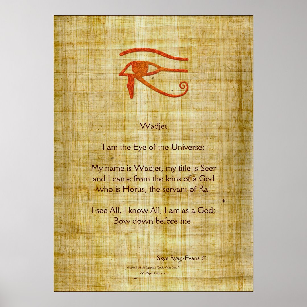 WADJET EYE OF RA & Poem Egyptian Art Print | Zazzle