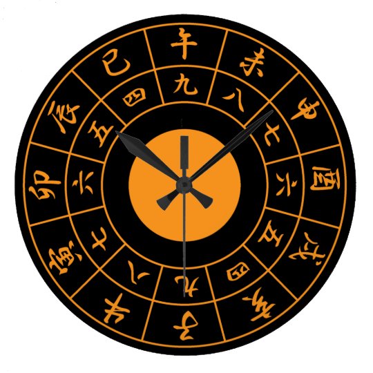 Wadokei Japanese Clock Black Face Orange Kanji | Zazzle.com