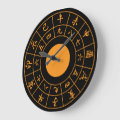 Wadokei Japanese Clock Black Face Orange Kanji | Zazzle