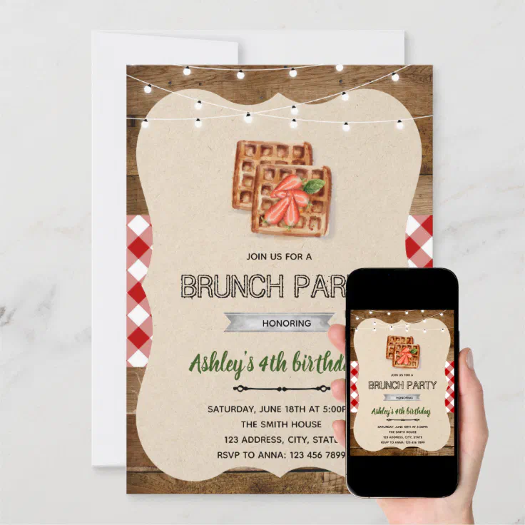 Waffle breakfast party invitation | Zazzle