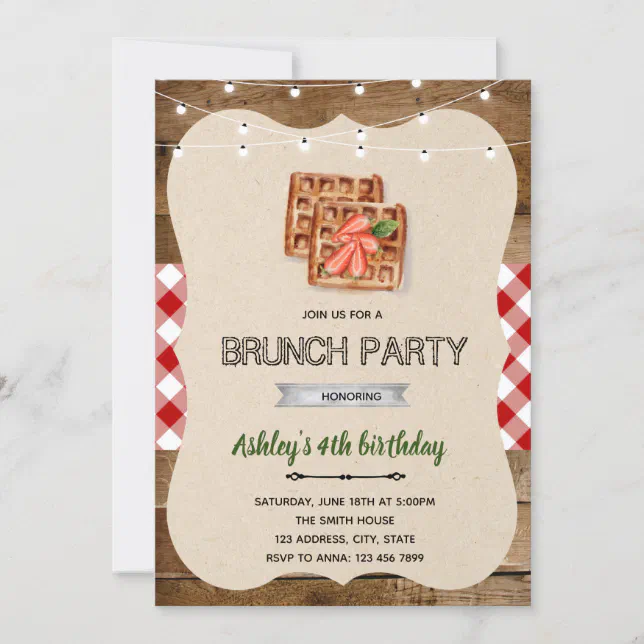 Waffle breakfast party invitation | Zazzle