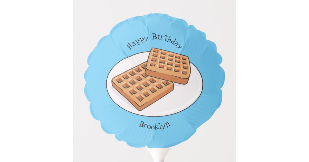 Waffle cartoon illustration balloon | Zazzle