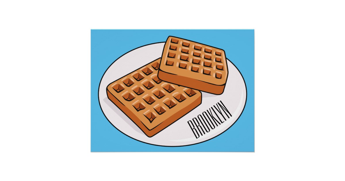 Waffle cartoon illustration poster | Zazzle