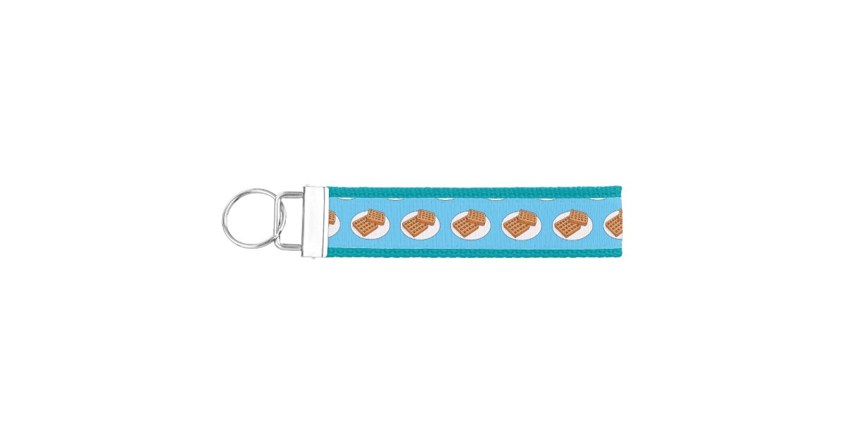 Waffle cartoon illustration wrist keychain | Zazzle
