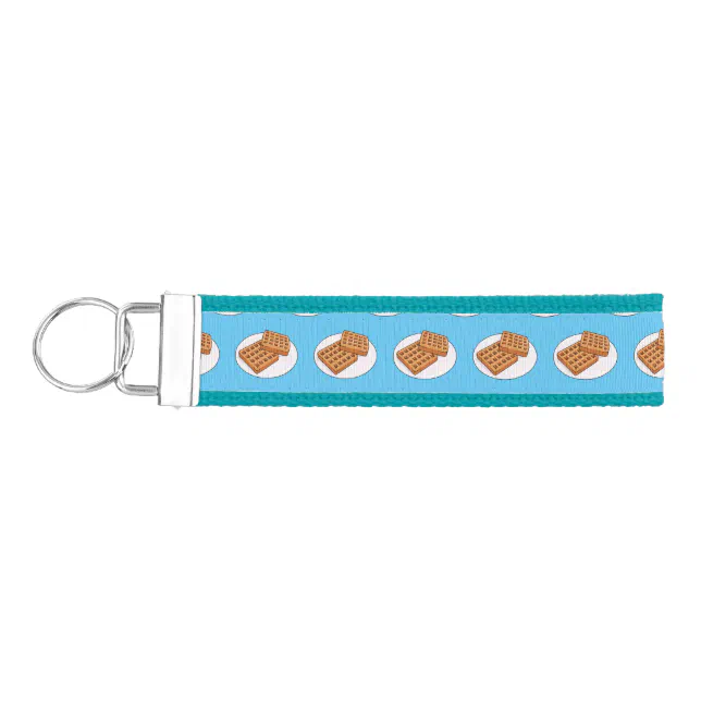 Waffle cartoon illustration wrist keychain | Zazzle
