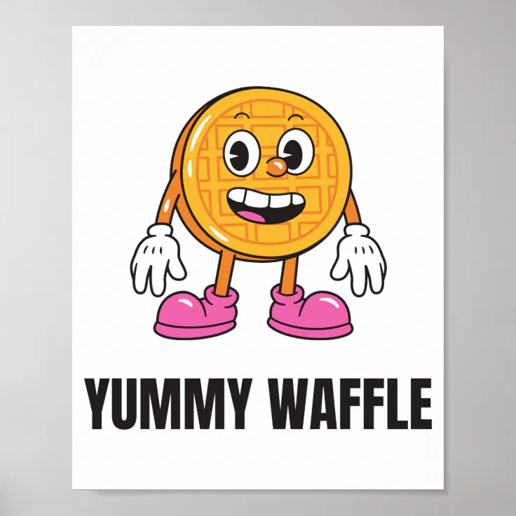 Waffle Food Kawaii Face Poster | Zazzle