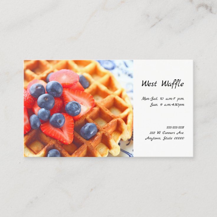 Waffle with fresh berries business card | Zazzle