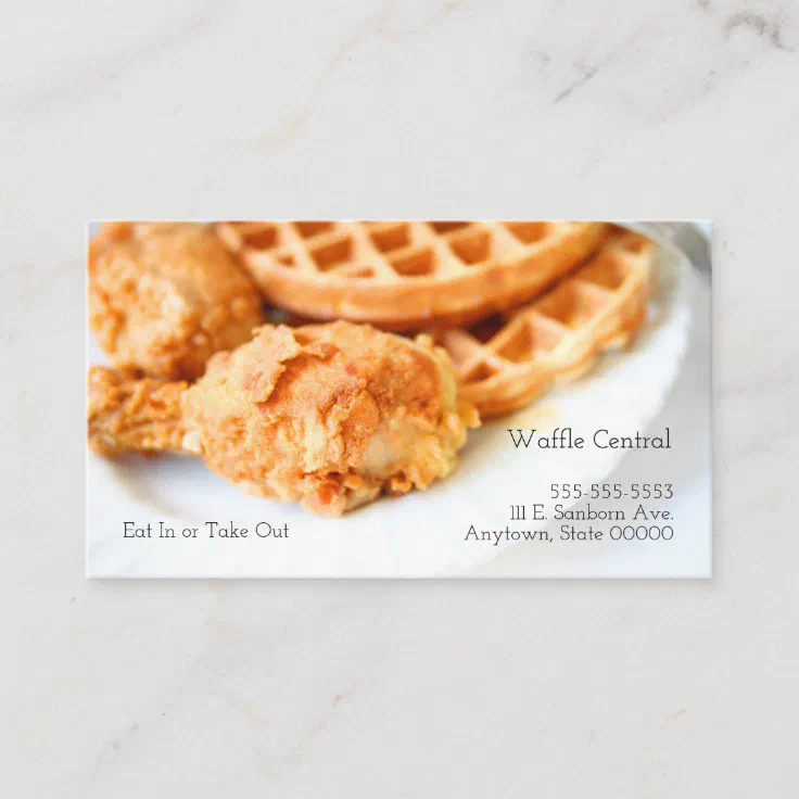 Waffles and fried chicken business card | Zazzle