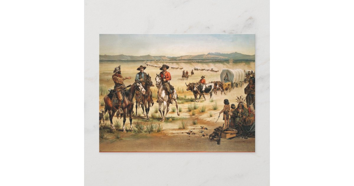 Wagon Train vintage painting Postcard | Zazzle