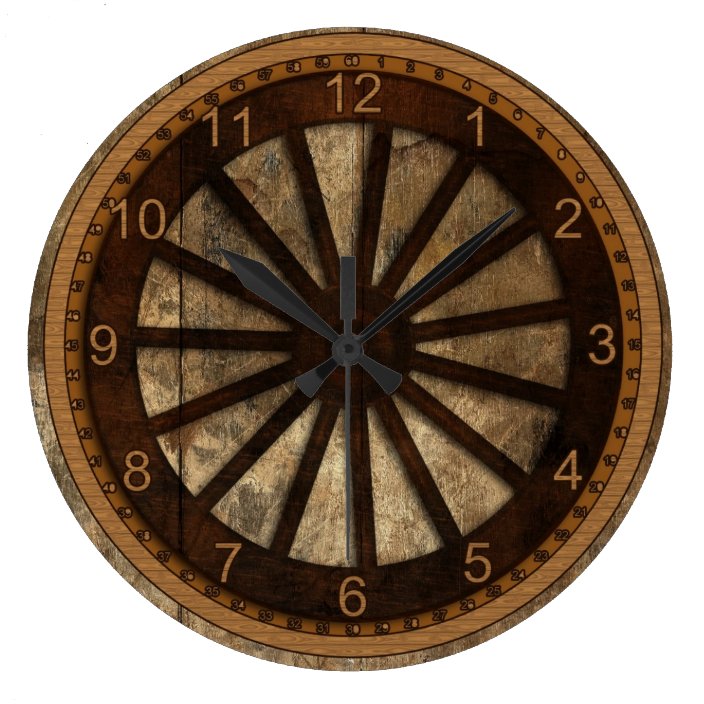 Wagon Wheel Wood-Look Large Clock | Zazzle.com