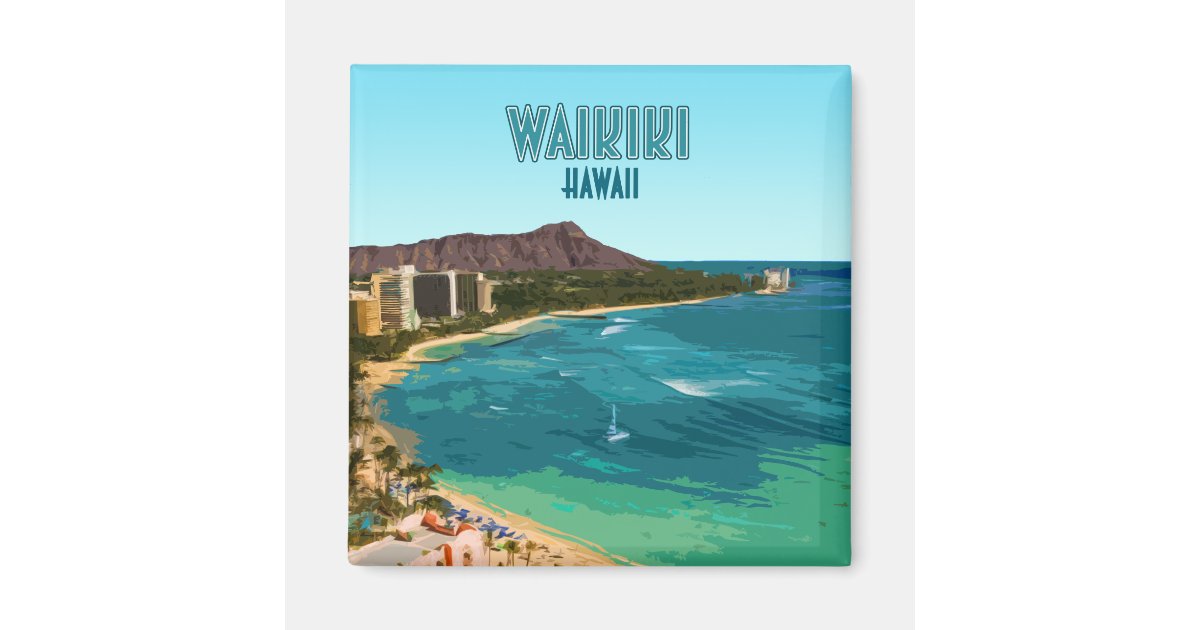 Waikiki Beach Honolulu Oahu Hawaii Vintage Magnet | Zazzle