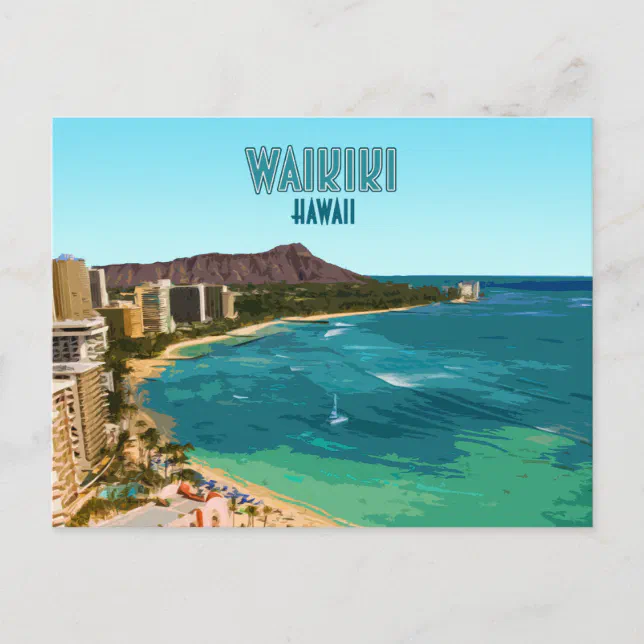 Waikiki Beach Honolulu Oahu Hawaii Vintage Postcard | Zazzle
