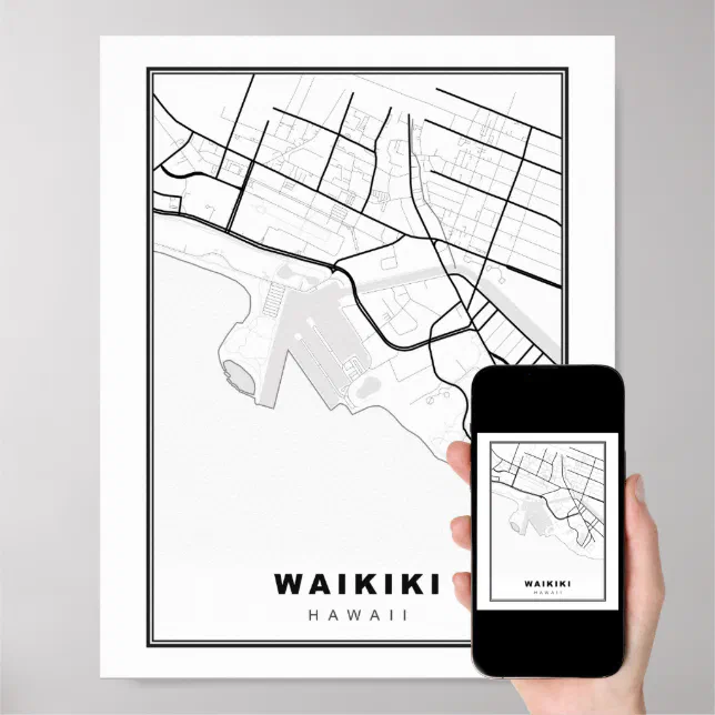 Waikiki Honolulu Map Poster | Zazzle