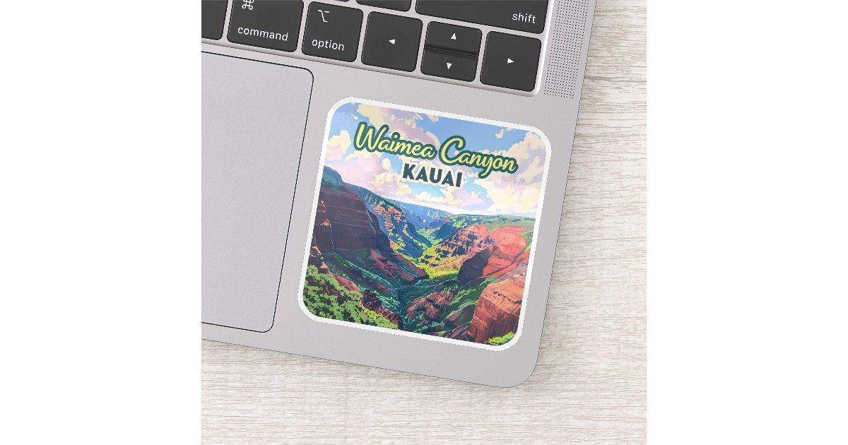 Waimea Canyon Kauai Hawaii Landscape Retro Sticker | Zazzle