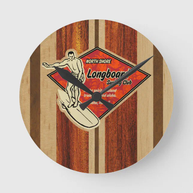 Waimea Surfboard Hawaiian Wall Clocks | Zazzle