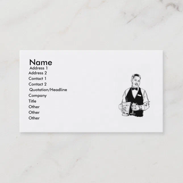 Waiter Business Card | Zazzle