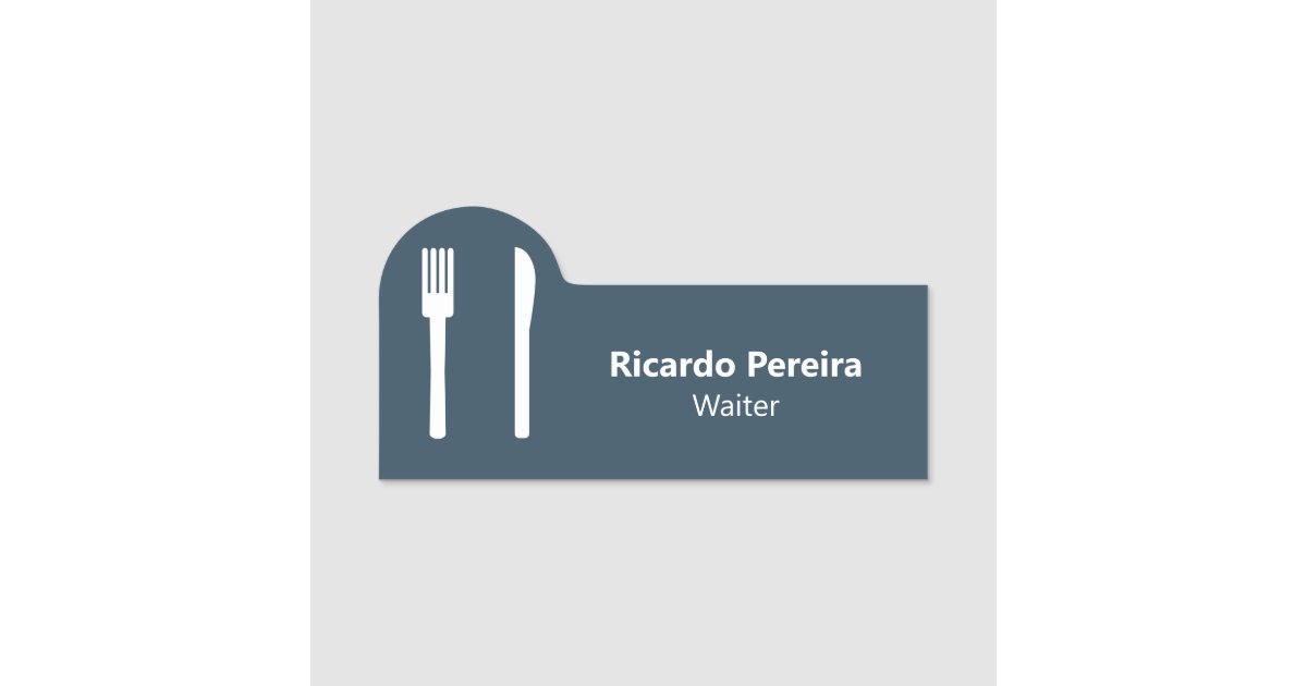 Waiter Food Services Decorative Cutlery Magnetic Name Tag | Zazzle