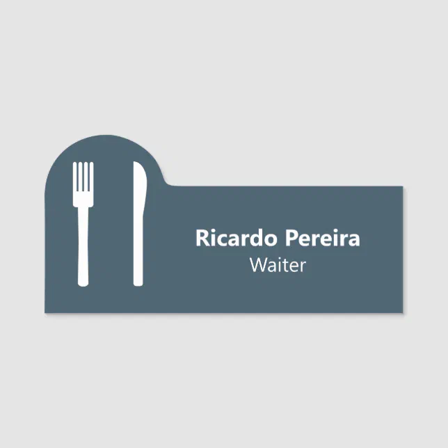 Waiter Food Services Decorative Cutlery Magnetic Name Tag | Zazzle