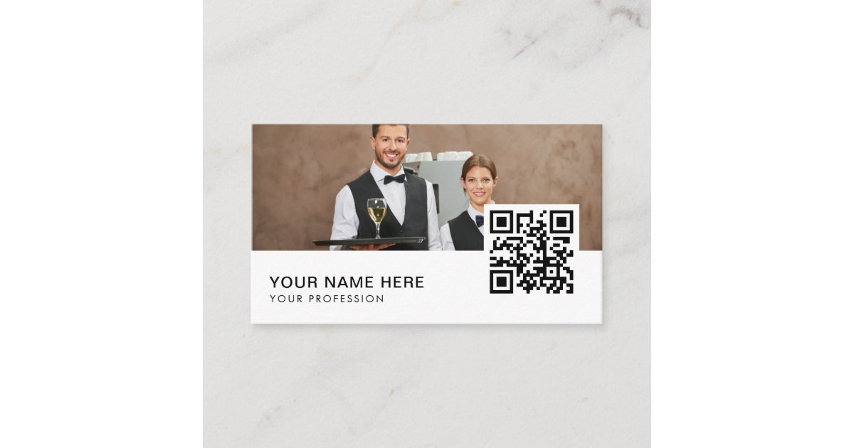 waitress business cards QR Code | Zazzle