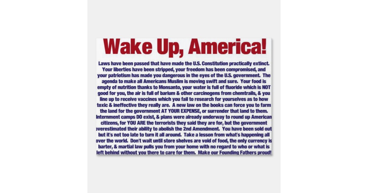 Wake Up America Yard Sign | Zazzle
