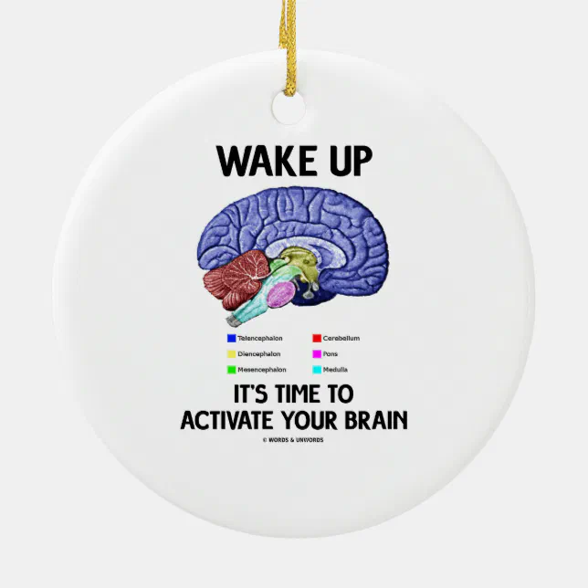 Wake Up It's Time To Activate Your Brain (Humor) Ceramic Ornament | Zazzle