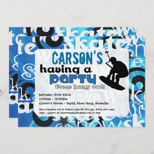 Wakeboard Party Invitation | Zazzle
