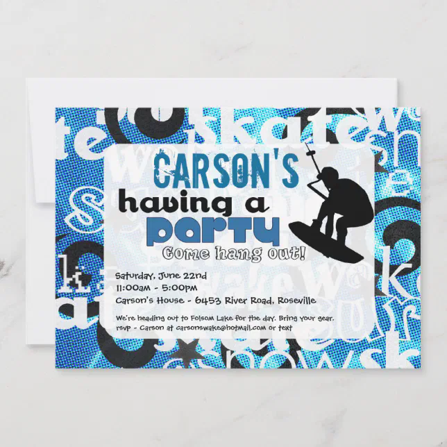 Wakeboard Party Invitation | Zazzle