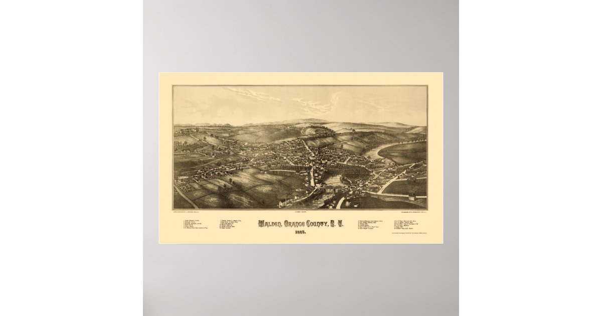 Walden, NY Panoramic Map - 1887 Poster | Zazzle