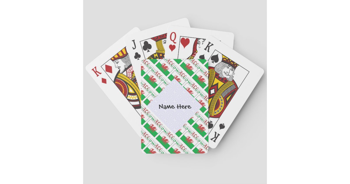 Wales and Welsh Flag Tiled Personalized Poker Cards | Zazzle