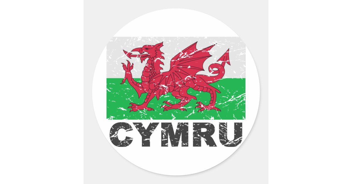 Wales CYMRU Vintage Flag Classic Round Sticker | Zazzle