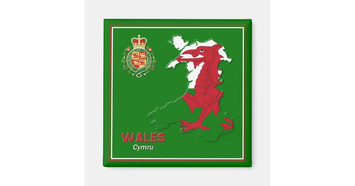 Wales Flag Map & Royal Badge Magnet | Zazzle