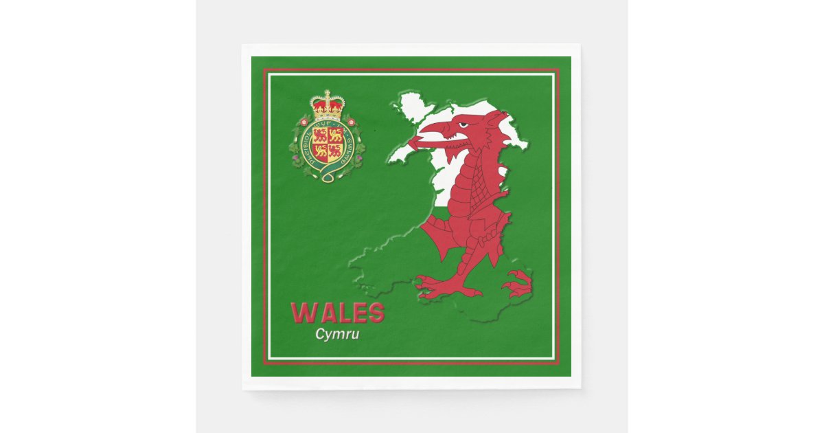 Wales Flag Map & Royal Badge Napkins | Zazzle
