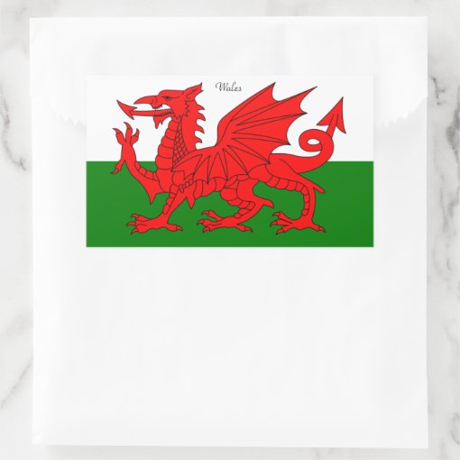 WALES: Flag of Wales with text "Wales" Rectangular Sticker | Zazzle