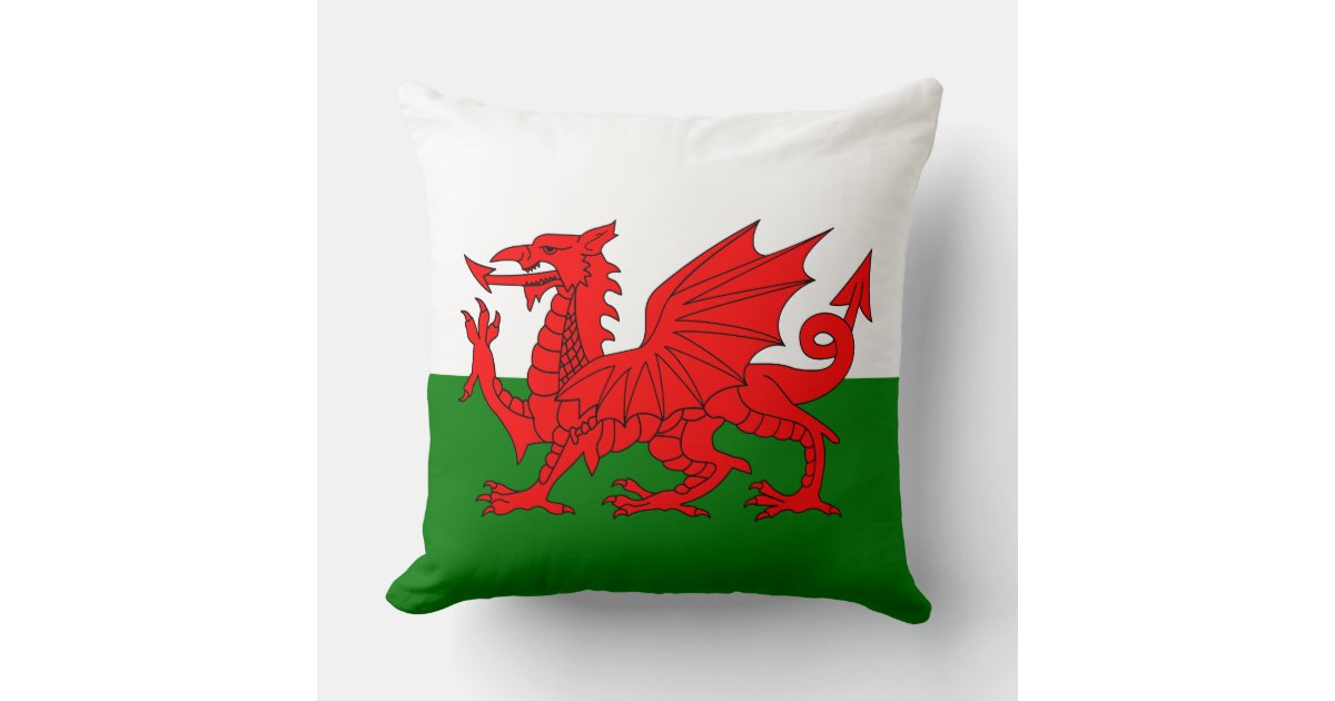 Wales flag Welsh red dragon Throw Pillow | Zazzle