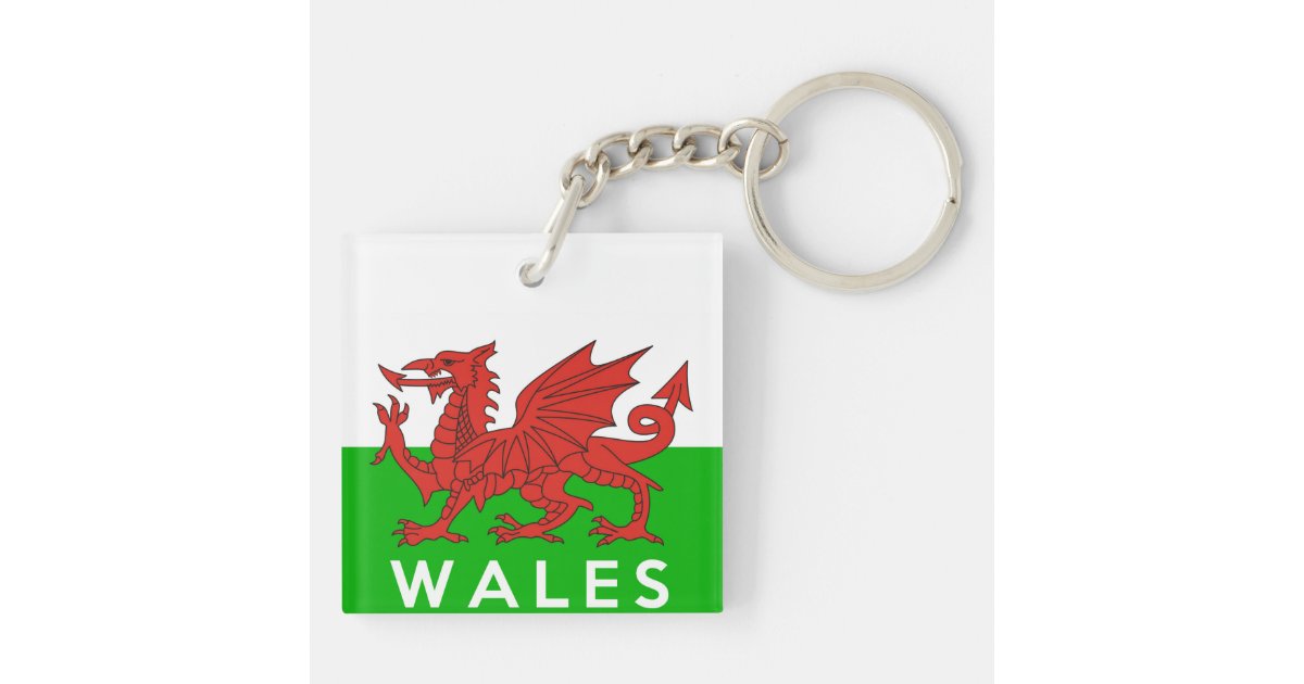 wales united kingdom country flag text name welsh keychain | Zazzle