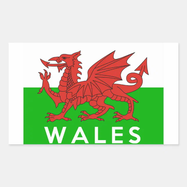 wales united kingdom country flag text name welsh rectangular sticker ...