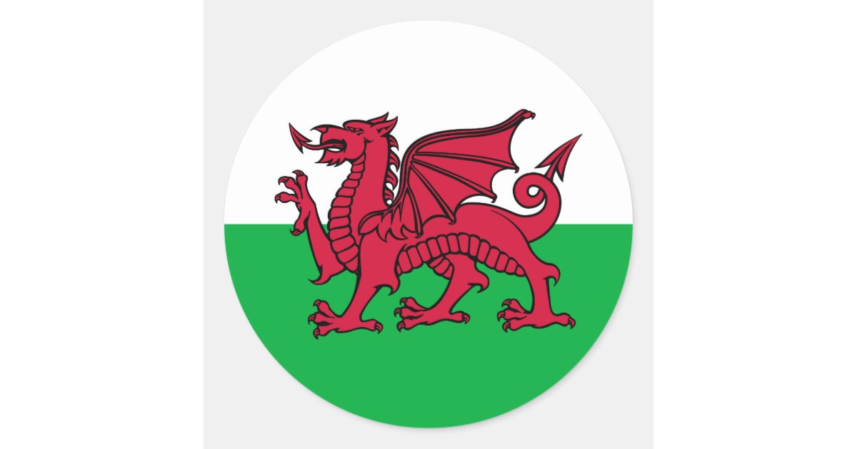Wales -Welsh Flag Classic Round Sticker | Zazzle
