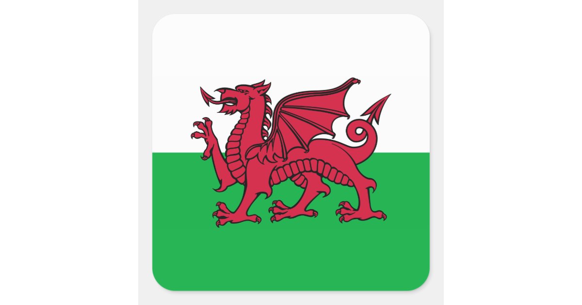 Wales -Welsh Flag Square Sticker | Zazzle